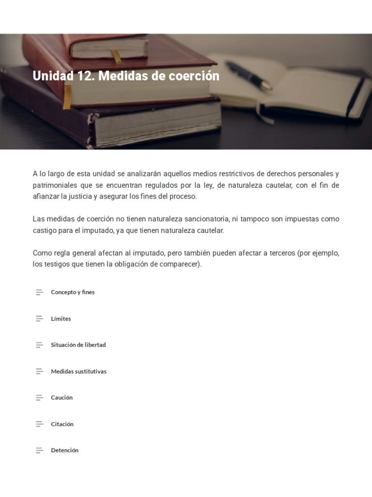 Unidad 12. Medidas de Coerción | PDF | Derecho penal | Castigos