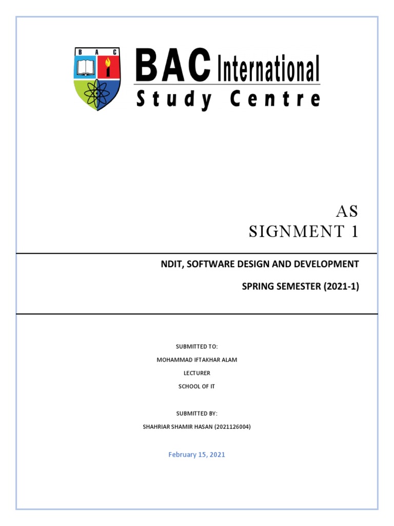 ASSIGNMENT SOFTWARE DESIGN AND DEVELOPMENT Full | PDF | Data Type ...