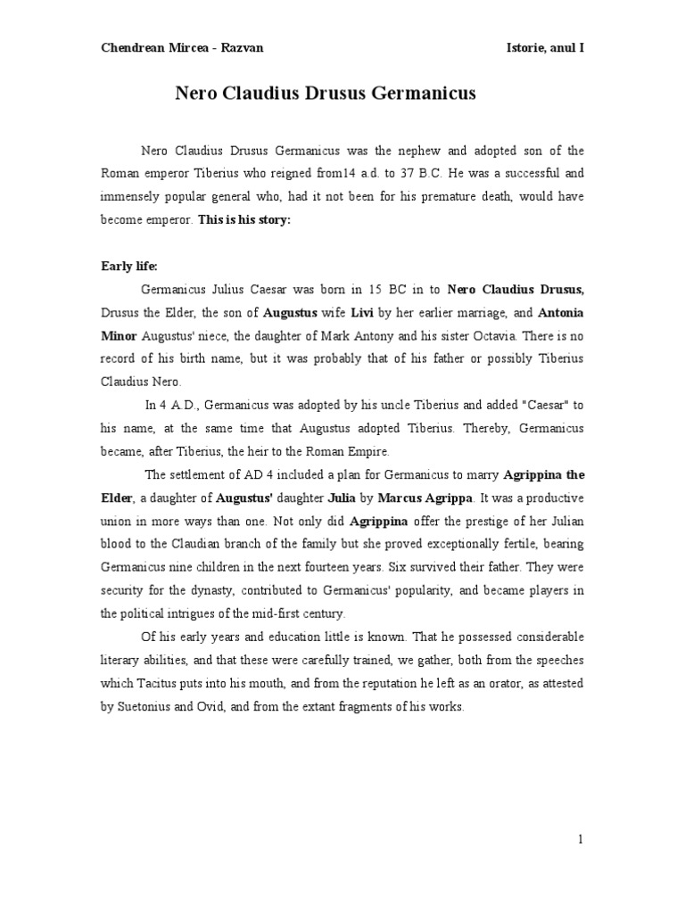 Germanicus: The Tragic Heir of Tiberius | PDF | Augustus | Claudius