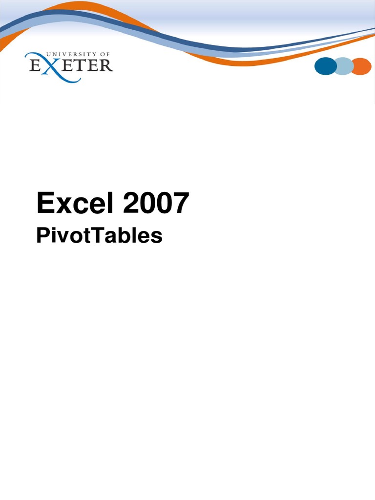 Excel 2007 Pivot Tables Manual | PDF | Microsoft Excel | Computing