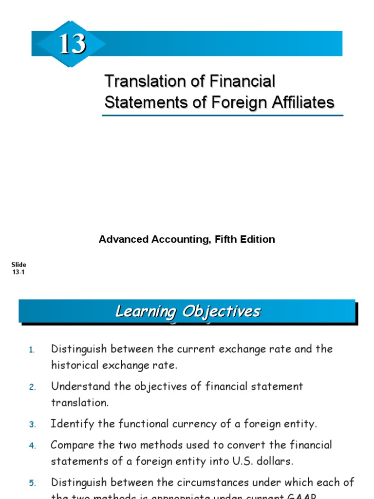 Chapter 13 Translation of Financial Statements of Foreign Affiliates ...