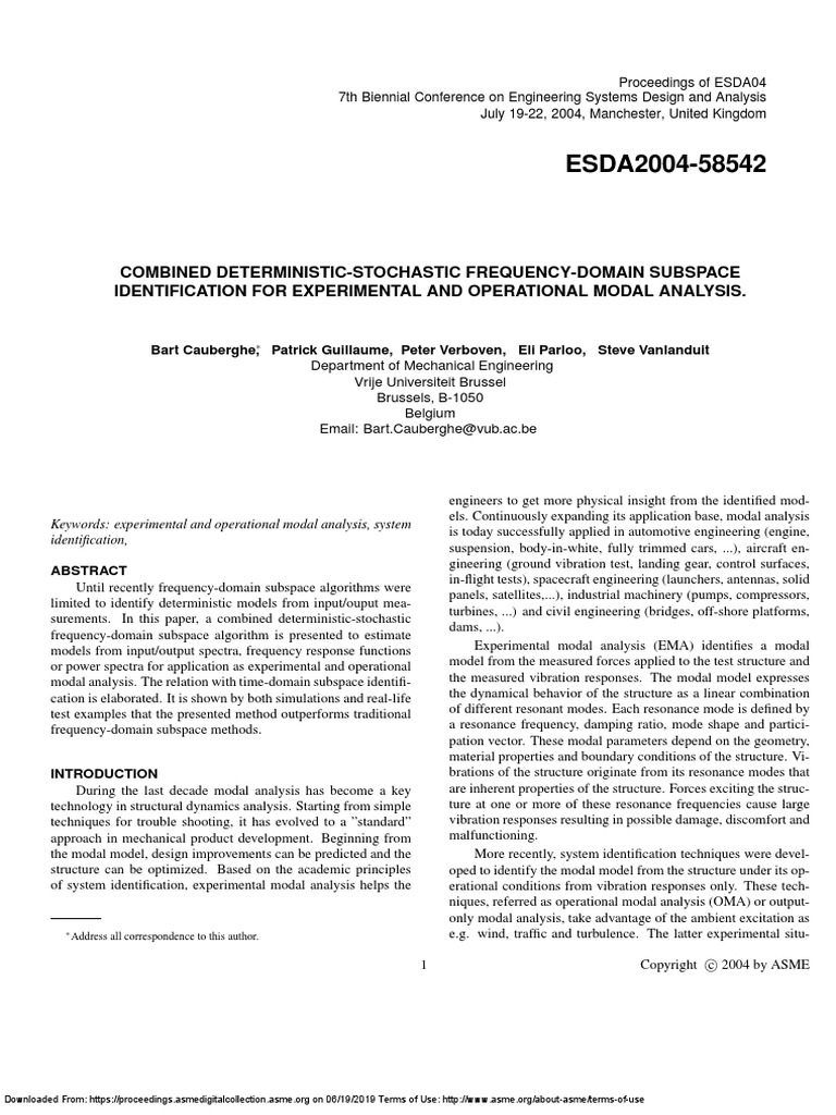 Combined Deterministic Stochastic Frequency Domain Subspace Identification For Experimental And