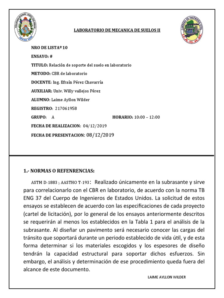 Ensayo CBR en Suelos de Subrasante | PDF | Densidad | Agua