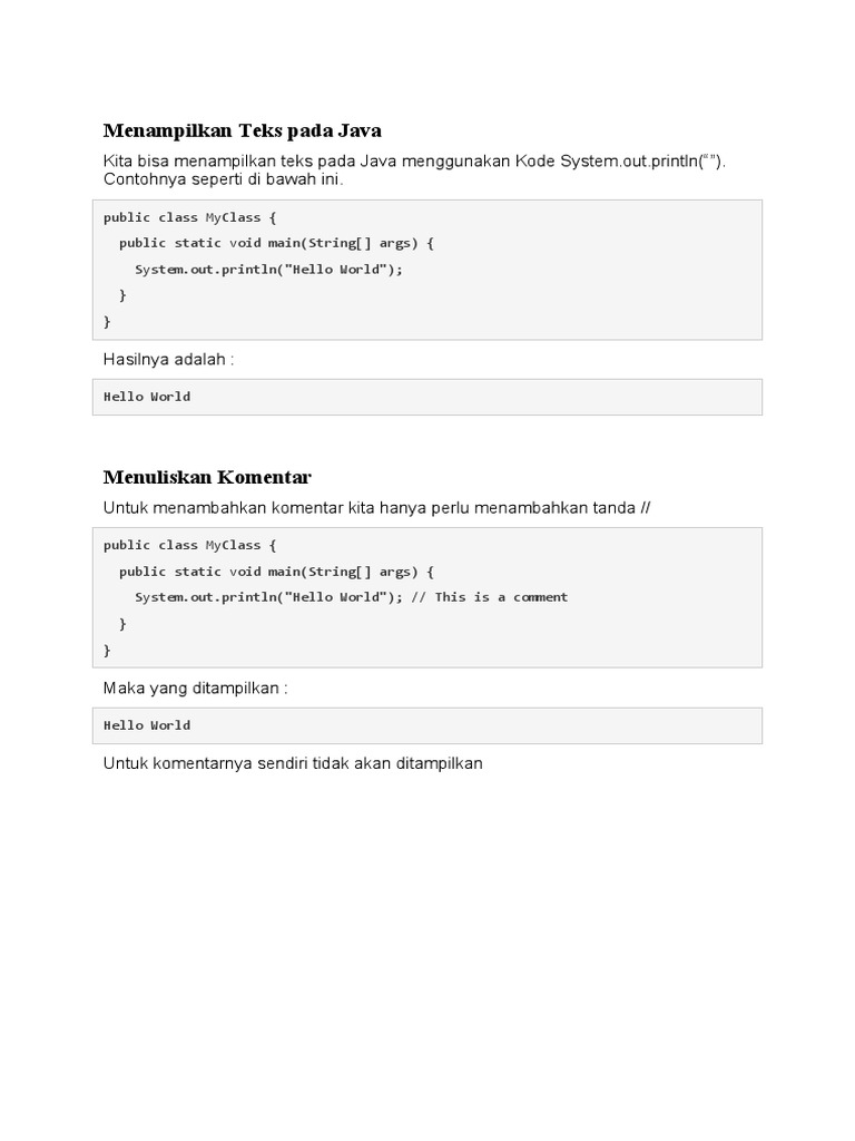 Menampilkan Teks Pada Java | PDF Menampilkan Teks Pada Java | PDF