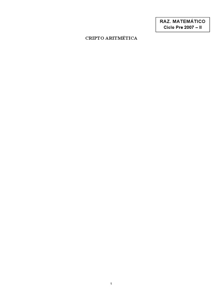 Práctica Cripto Aritmético - 11-06-07 | Download grátis PDF | Matemática Elemental | Notación ...
