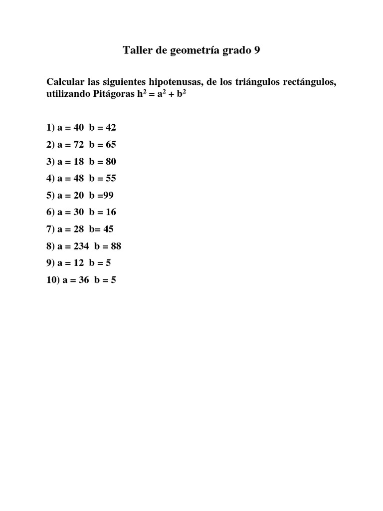 Taller de Geometría para Grado 9 | PDF | Ciencia y matemáticas