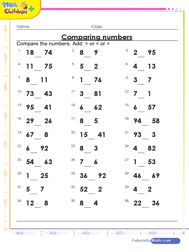 Number Comparison Examples | PDF