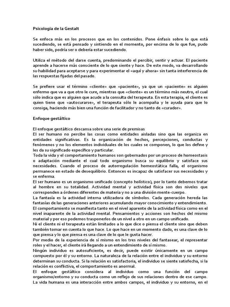 Enfoque Gestaltico y Sistémico | PDF | Terapia Gestalt | Sicología