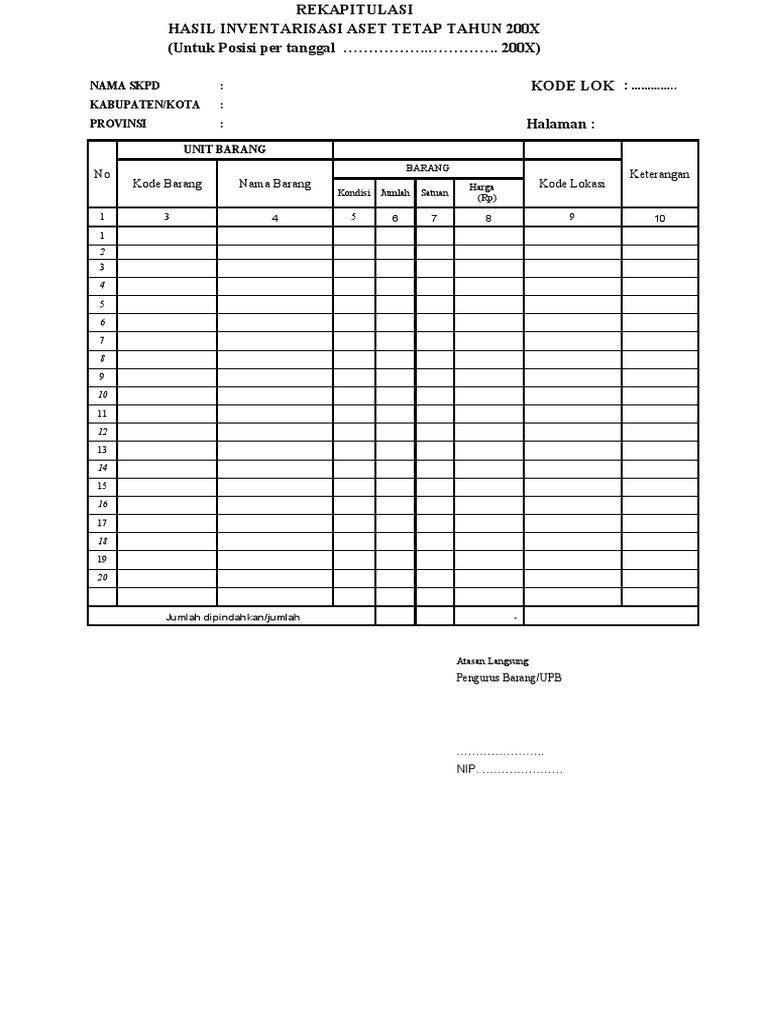 Rekap Hasil Inventarisasi Aset 200X | PDF