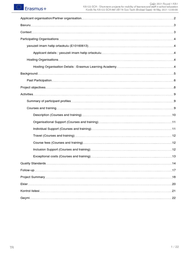 Erasmus KA122 Project Overview | PDF | Educational Technology