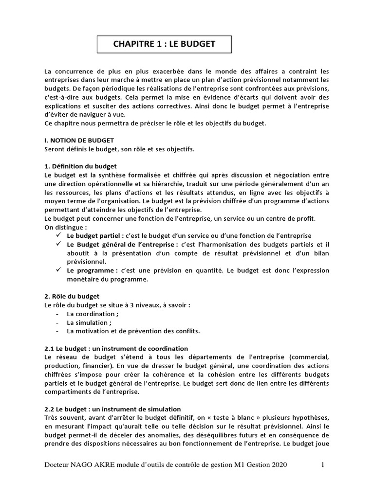 Budget Et Planification | PDF | Budget | Planification