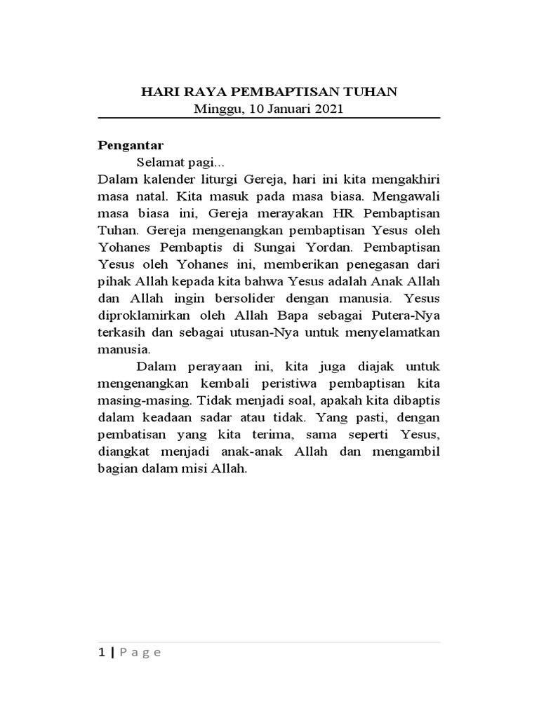 Makna Hari Raya Pembaptisan Tuhan | PDF | Agama & Spiritualitas