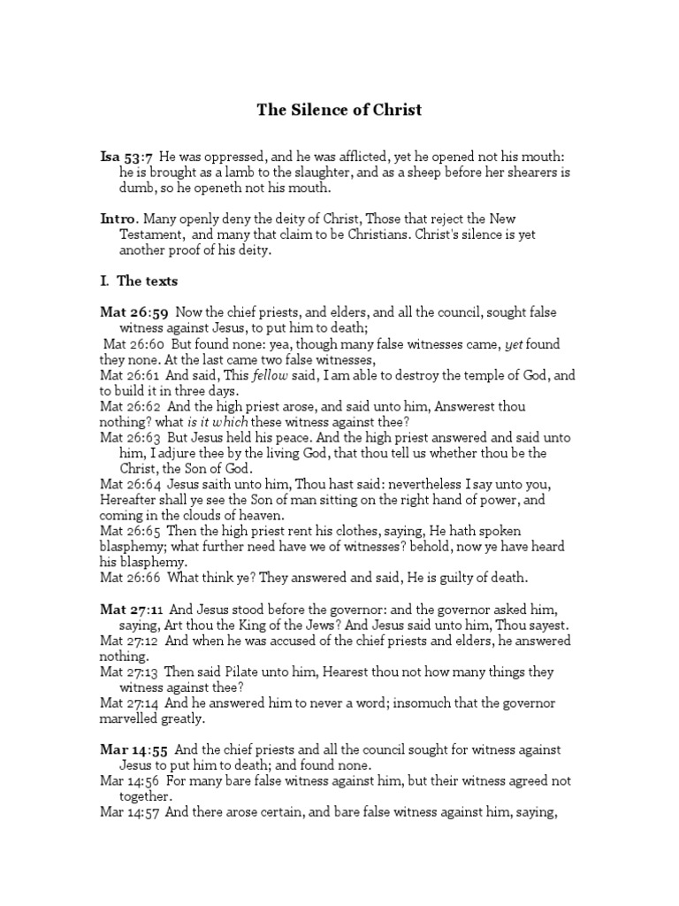 The Silence of Christ | PDF | Jesus | God