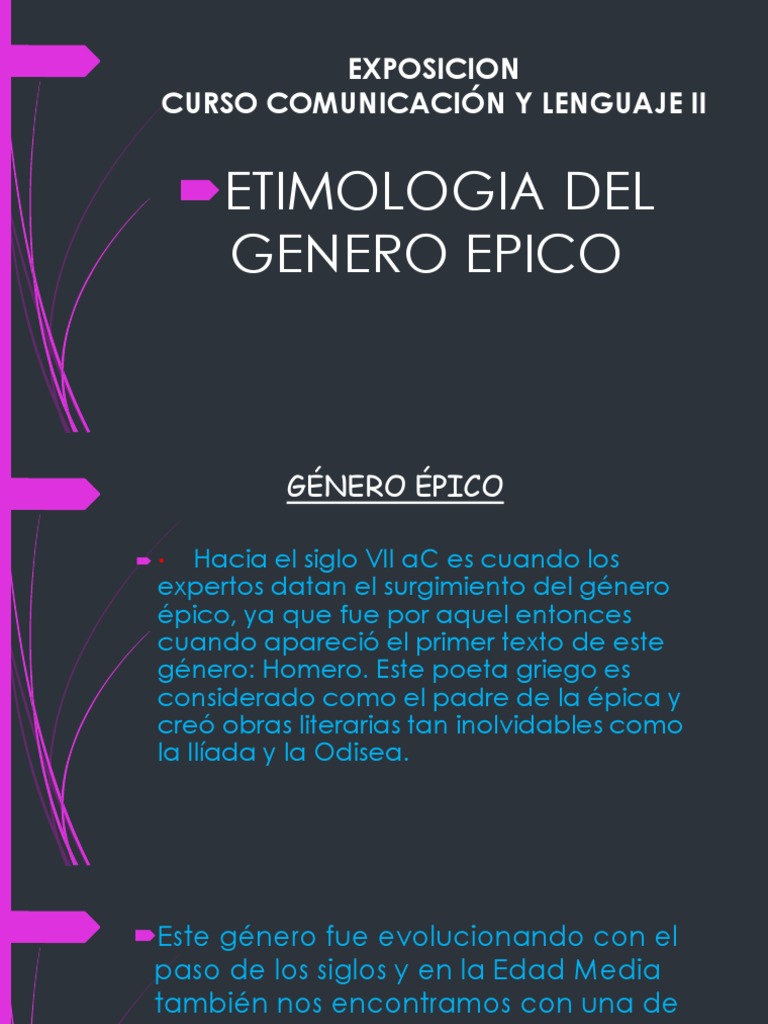 Etimologia Del Genero Epico | PDF | Poesía épica | Leyendas