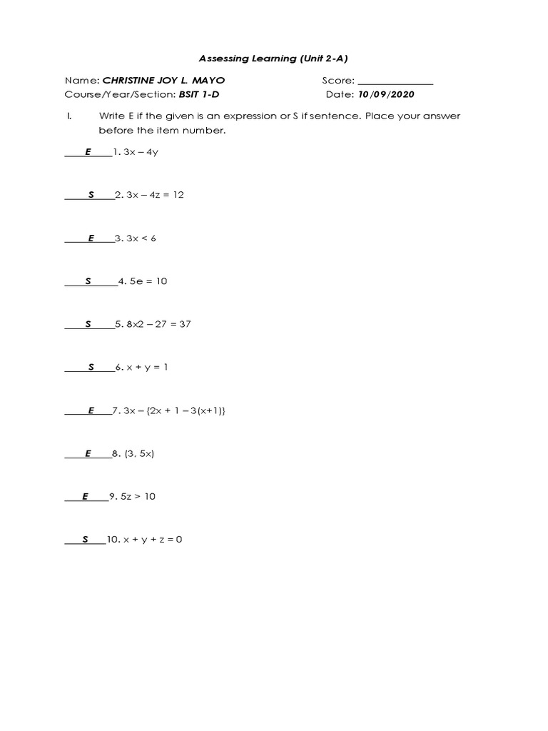 MMW Unit2 Activities | PDF | Logic | Mathematics