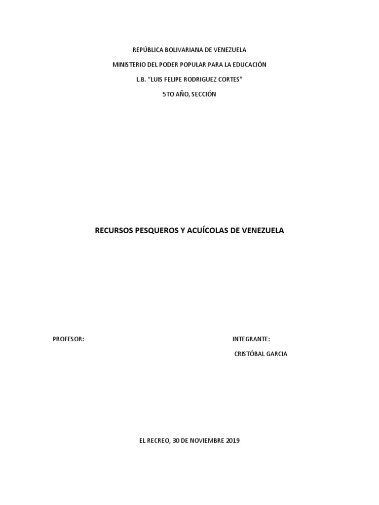 Recursos Pesqueros y Acuicolas de Venezuela | PDF | Pesquería | Venezuela