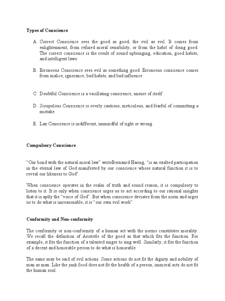 Understanding Types of Conscience | PDF | Morality | Conscience