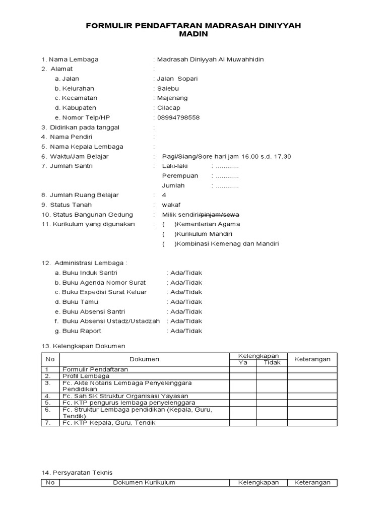 3 Formulir Pendaftaran LPQ | PDF