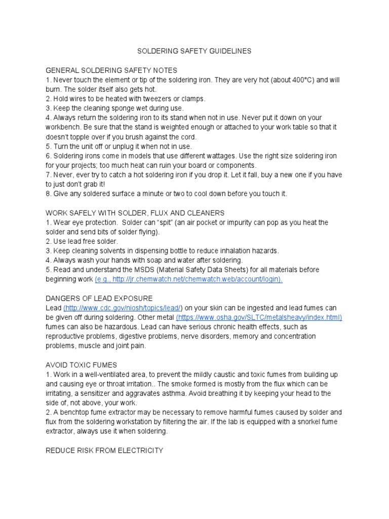 Soldering Safety Guidelines | PDF | Soldering | Solder