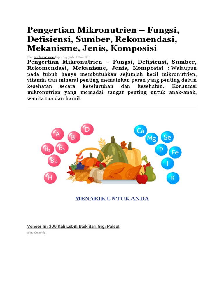 Pengertian Mikronutrien | PDF