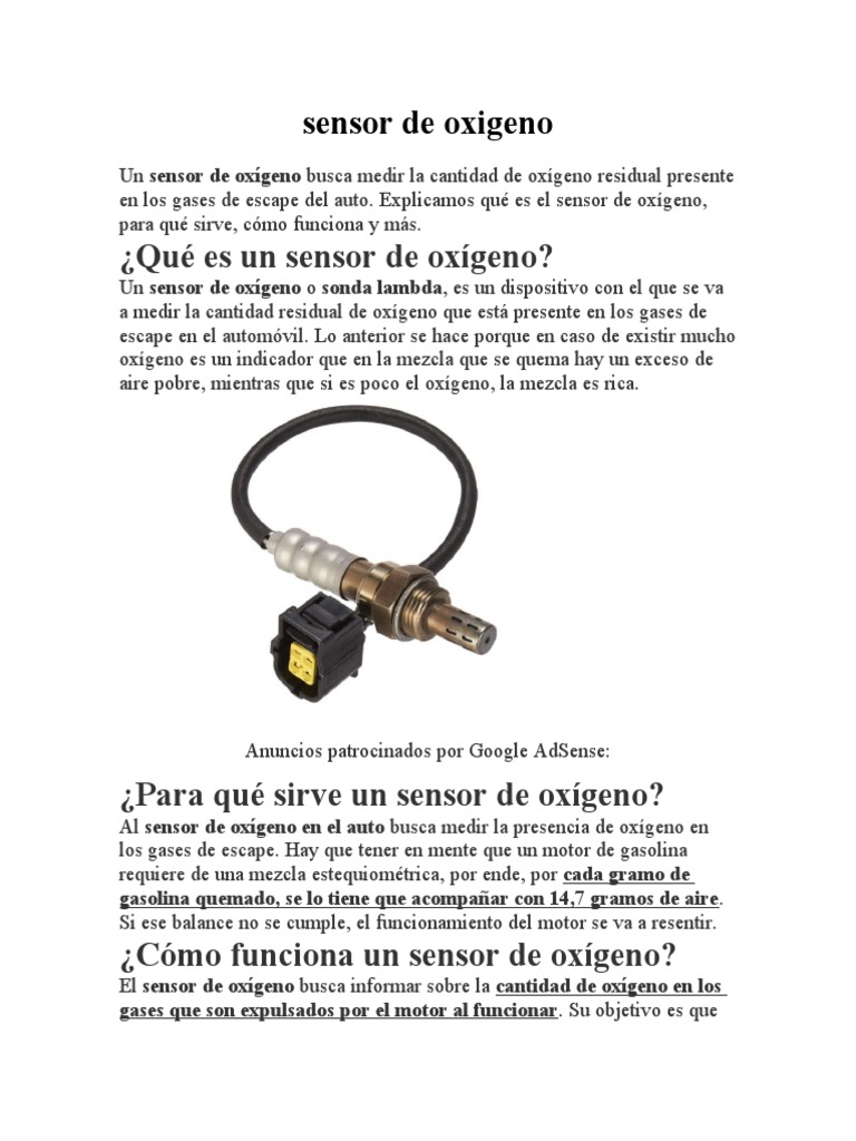 Sensor de Oxigeno | PDF | Oxígeno | Química