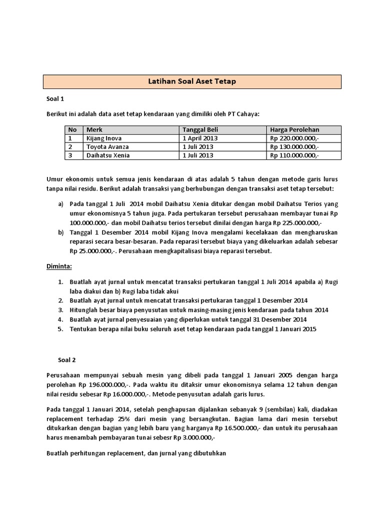 Soal Aset Tetap | PDF