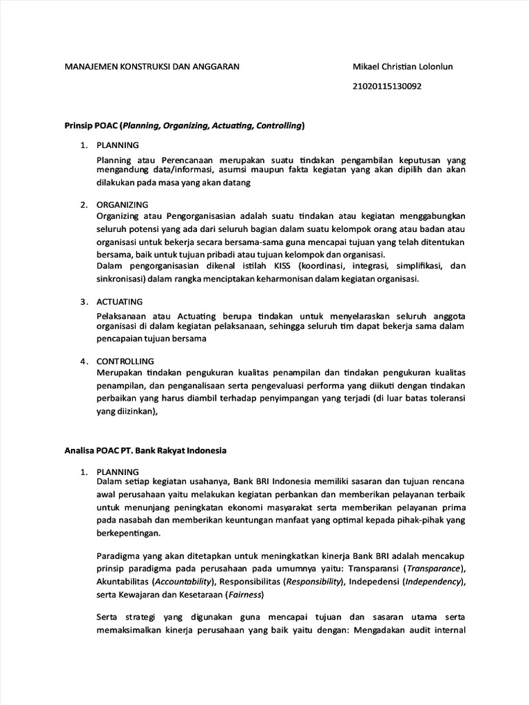 PDF Tugas 1 Analisa Poac DL | PDF