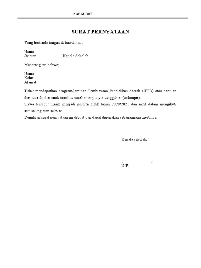 Contoh Surat Pernyataan JPS | PDF