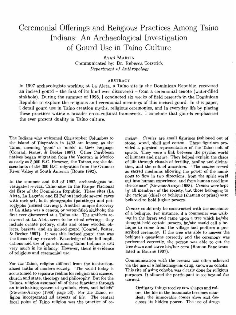 Taino Ceremonial Practices and Gourds | PDF | Radiocarbon Dating ...