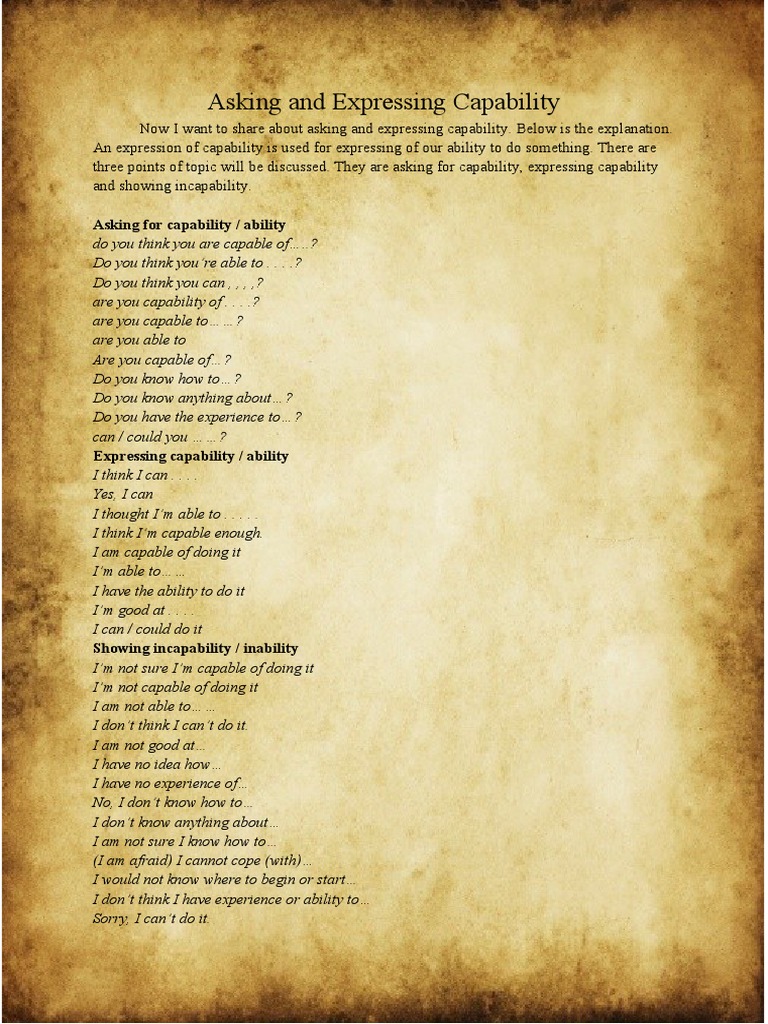 Asking and Expressing Capability DARING | PDF