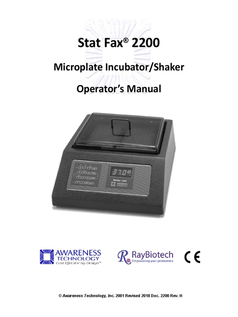 Stat Fax 2200: Microplate Incubator/Shaker Operator's Manual | PDF