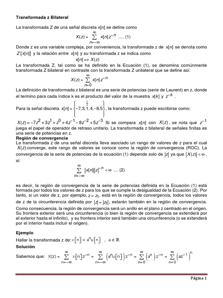 Transformada Z | PDF | Análisis matemático | Objetos matemáticos