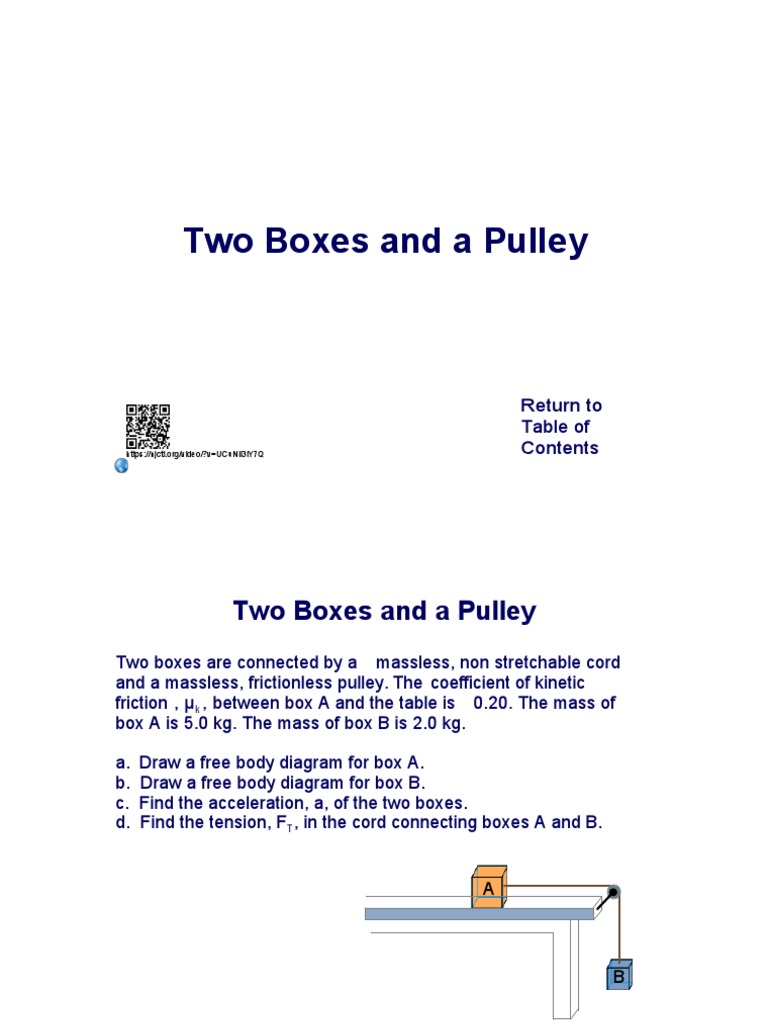 Two Boxes and A Pulley: Return To Table of | PDF | Force | Tension ...