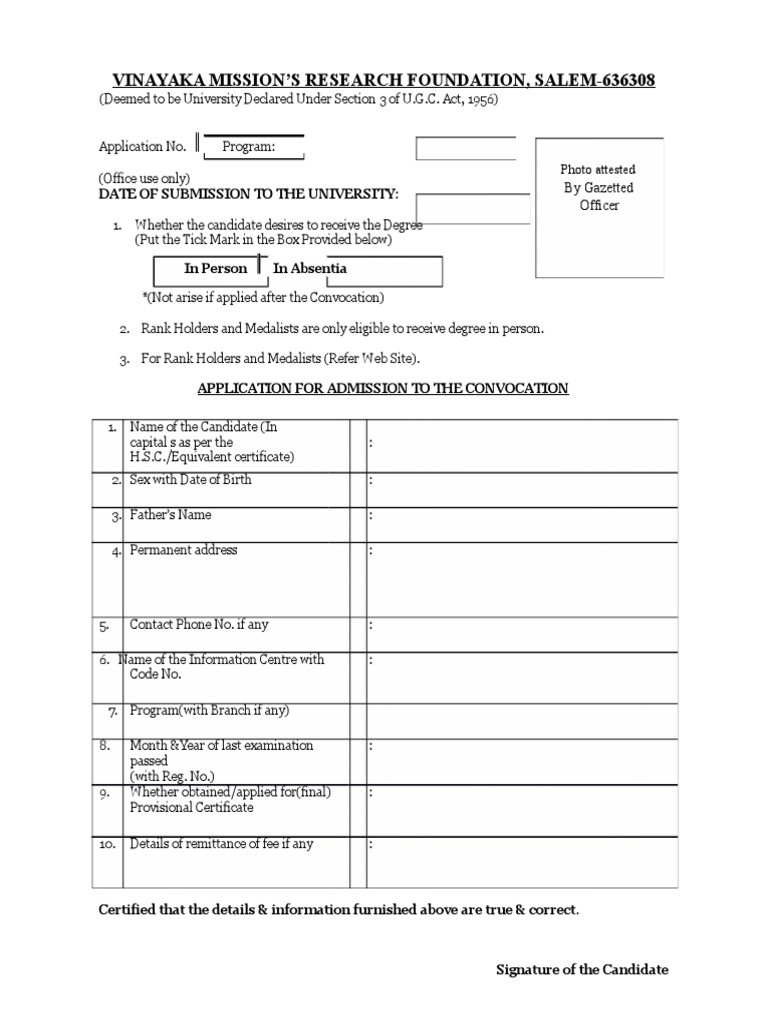 New Convocation Application | PDF