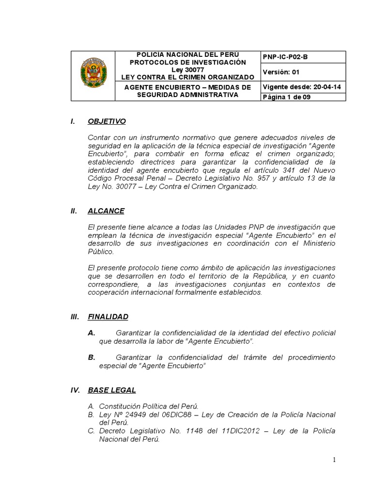 Protocolo de Seguridad para Agentes Encubiertos | PDF | Policía | Bases ...