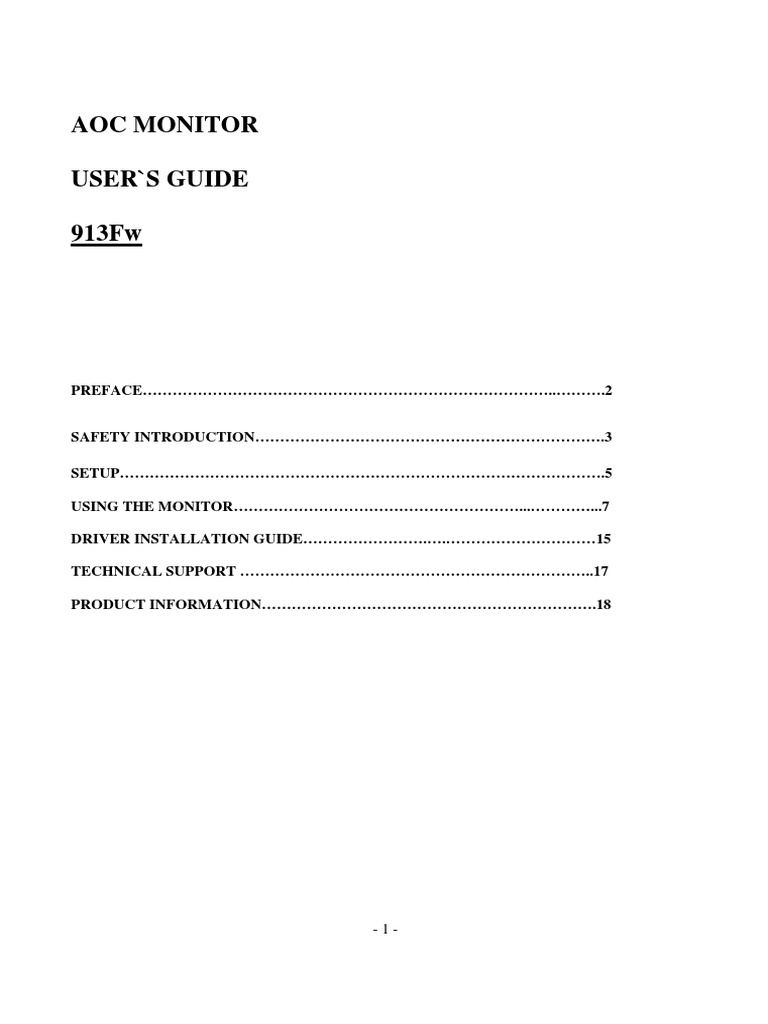 Monitor 913Fw UserManual | PDF | Computer Monitor | Display Resolution