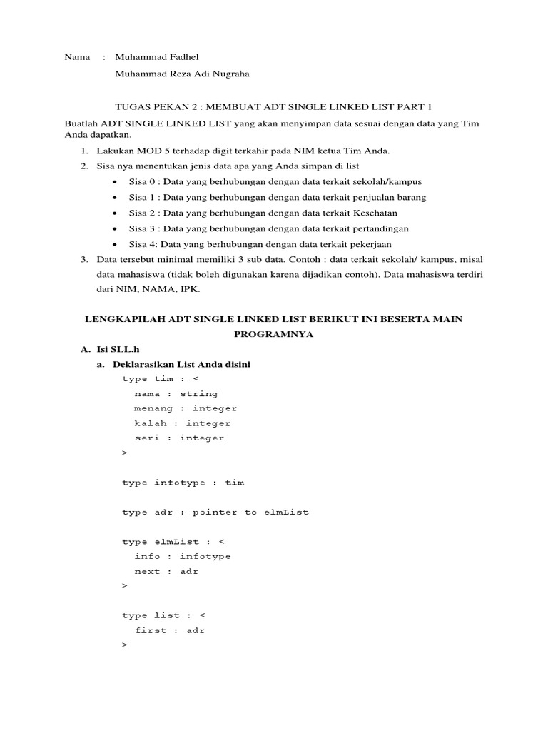 Lengkapilah Adt Single Linked List Berikut Ini Beserta Main Programnya ...