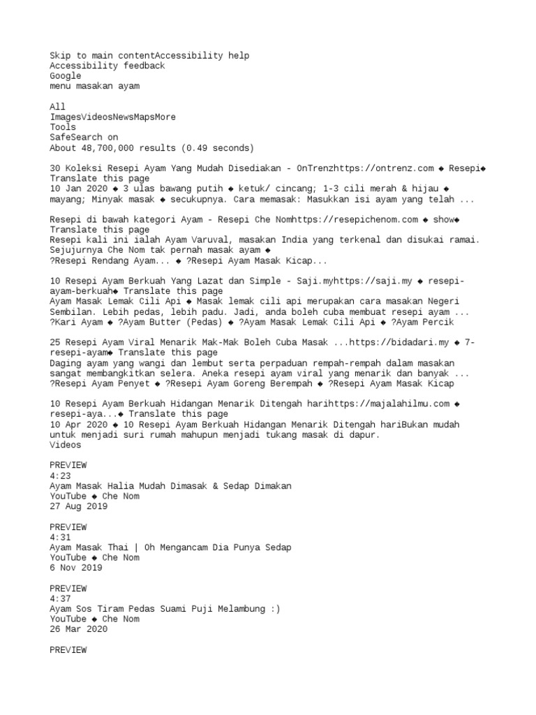 Menu Masakan Ayam | PDF