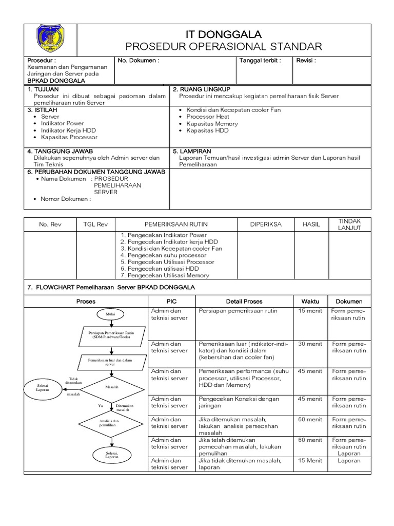 SOP Pemeliharaan Server | PDF