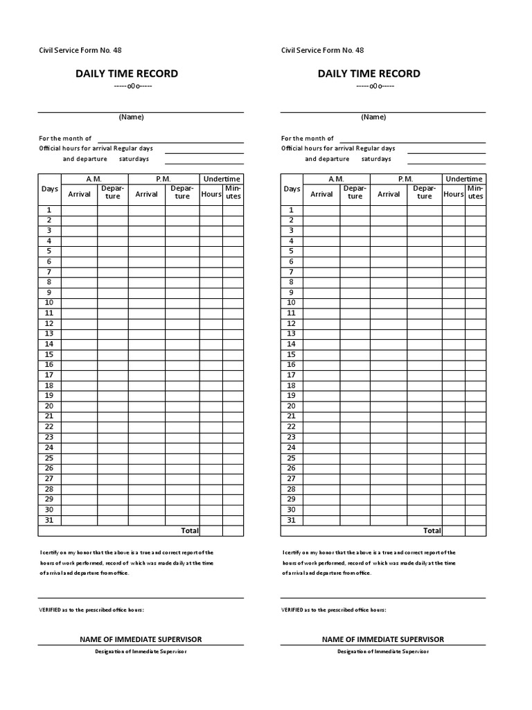 DTR Manual Blank | PDF