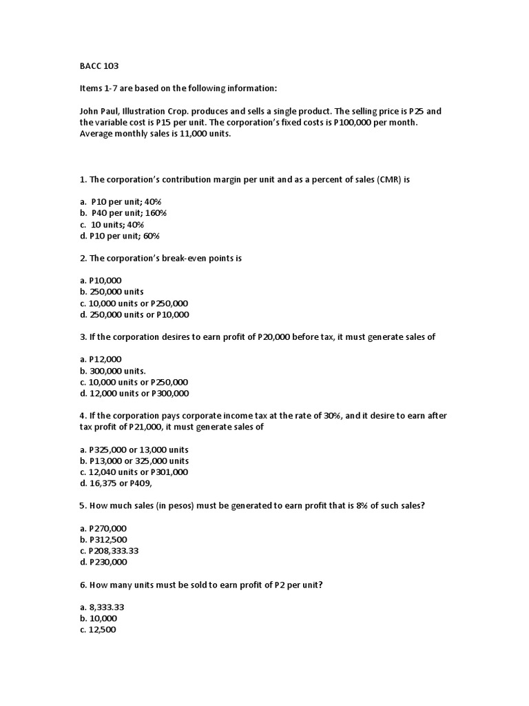 Bacc 103 Questions | PDF | Inventory | Business Process