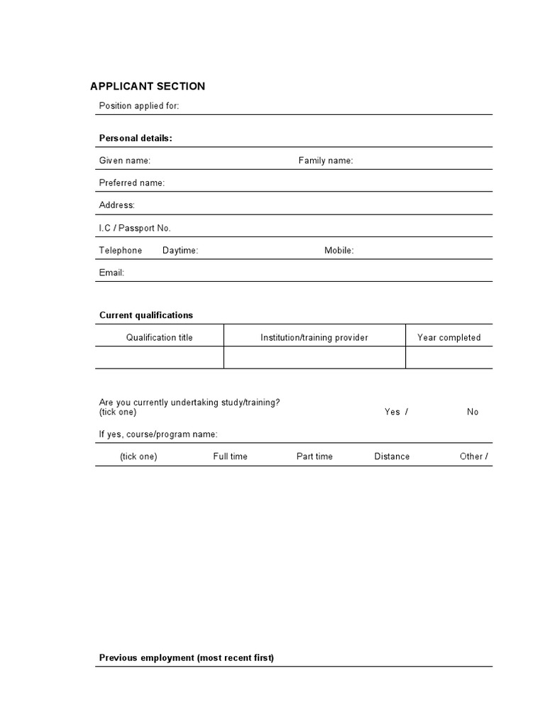 General Worker CV Application Template | PDF