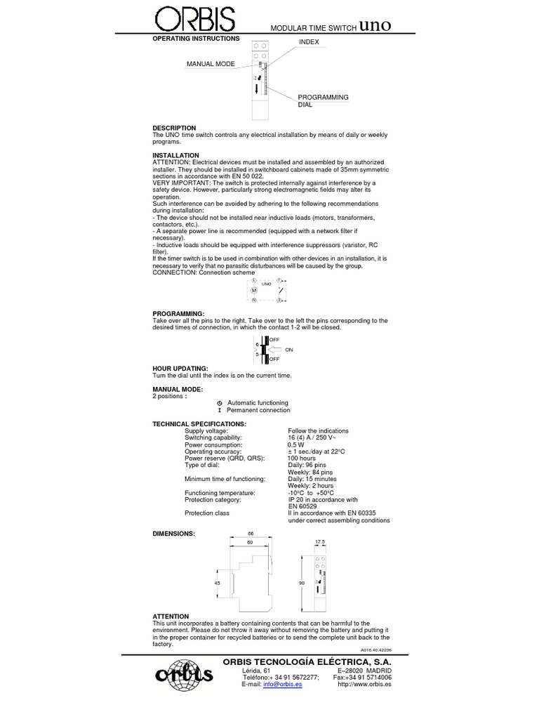 Operating Instructions: Modular Time Switch | PDF | Switch ...