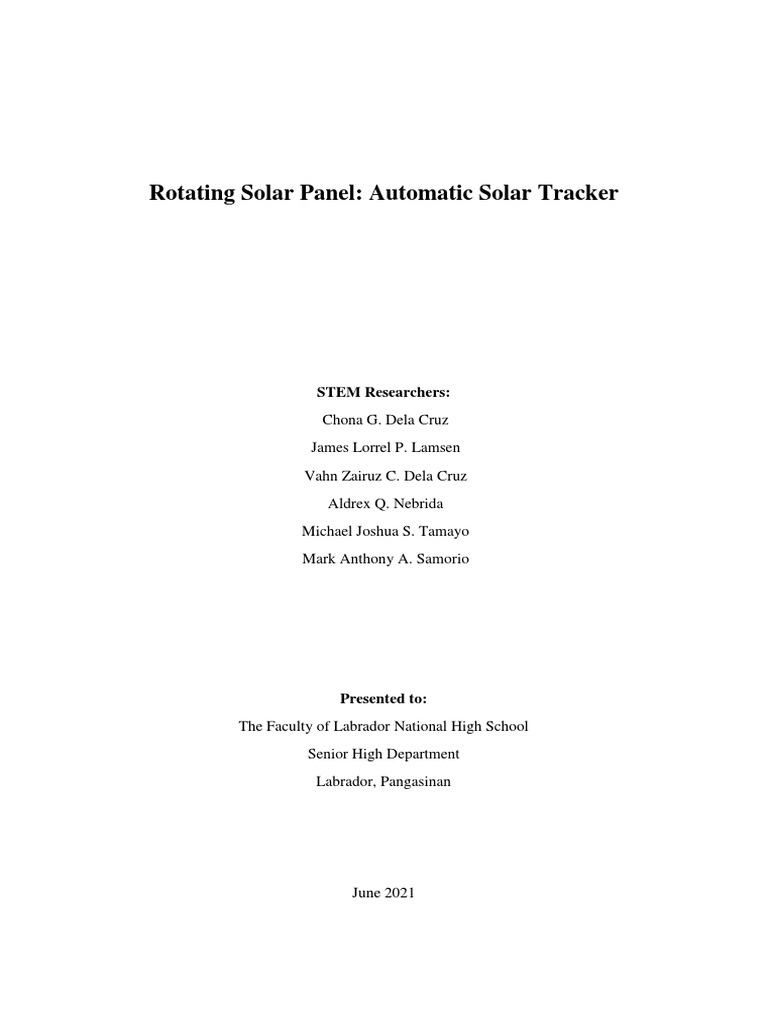 Rotating Solar Panel: Automatic Solar Tracker | Download Free PDF ...