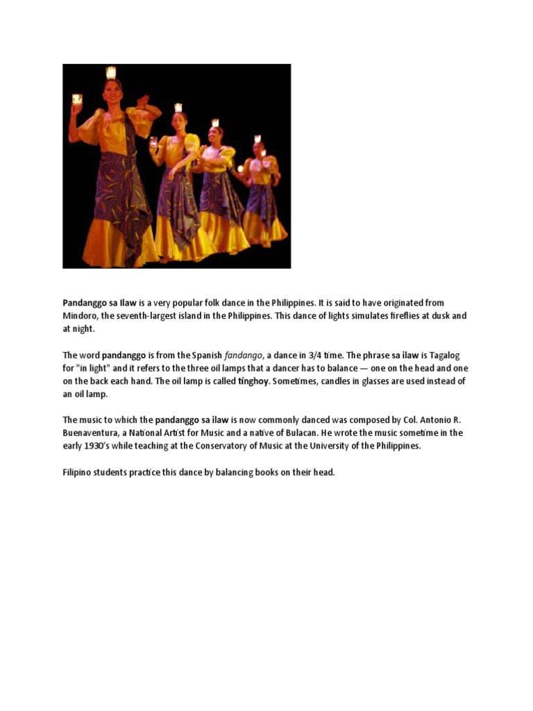 Pandanggo sa Ilaw: A Filipino Folk Dance | PDF
