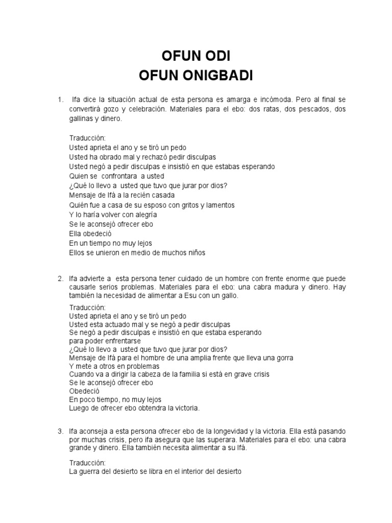 5 OFUN ODI INGLESh Pep Ogbe Ate | PDF | Santeria | Religión étnica
