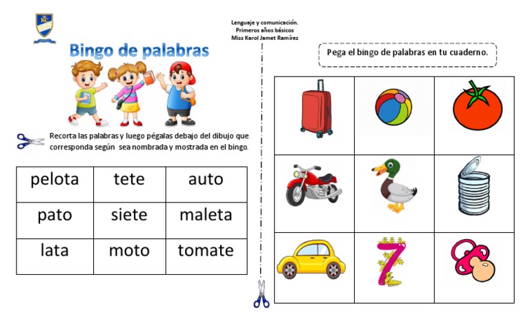 Bingo de Palabras Letra T. | PDF