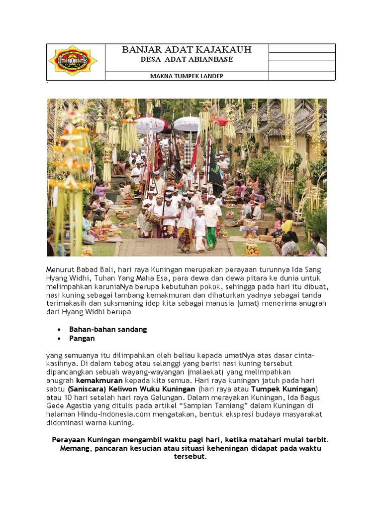 Makna dan Tradisi Hari Raya Kuningan | PDF | Ilmu Sosial