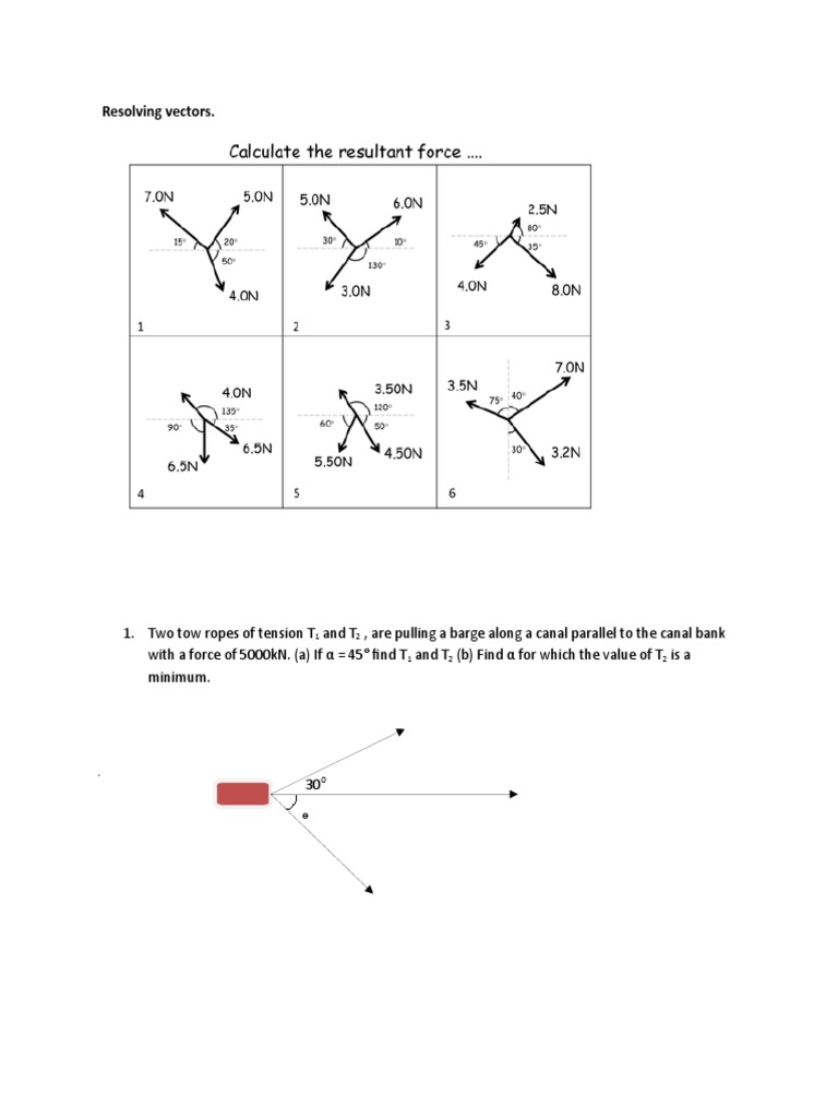 Resolving Vectors and Forces Worksheet | PDF