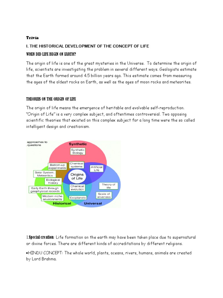 Theories of Origin | PDF | Life | Abiogenesis